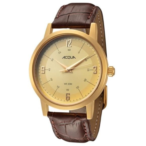 Timex | Accessories | Timex Acqua Mens Quartz Gold Tone Case Brown ...